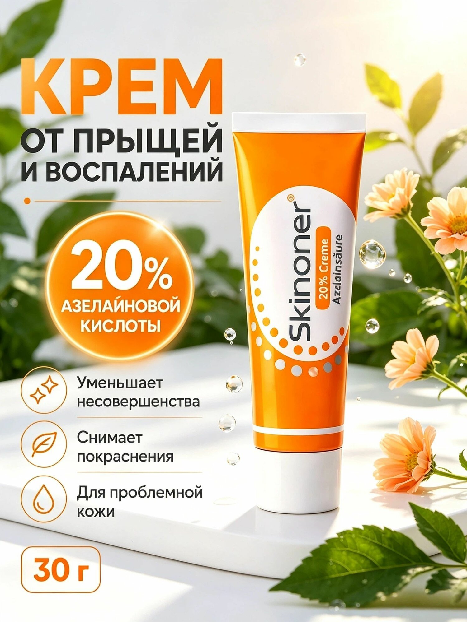 Cкиноpeн гель 20% Азелаиновая кислота, 30 г