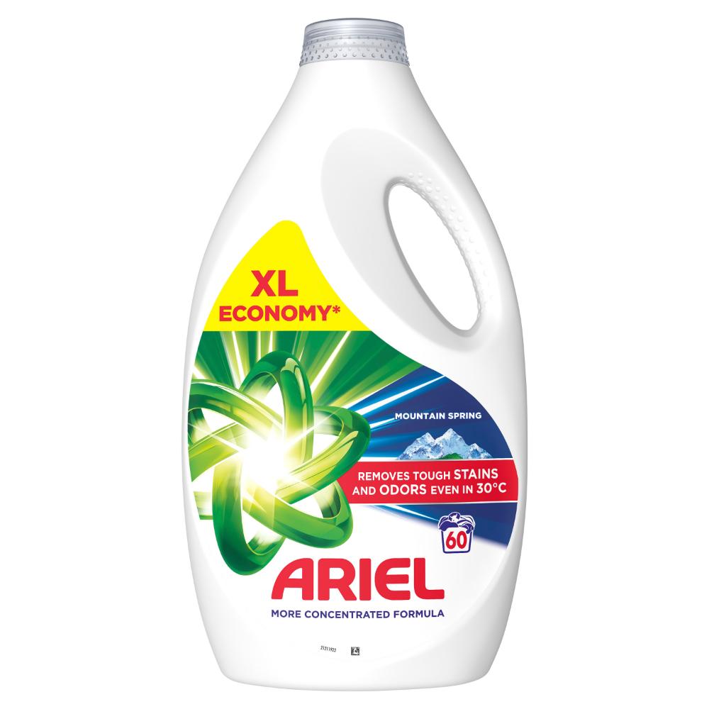 Гель для стирки Ariel Горный родник 2.7л (для стирки белого и светлого белья, аромат: свежесть)