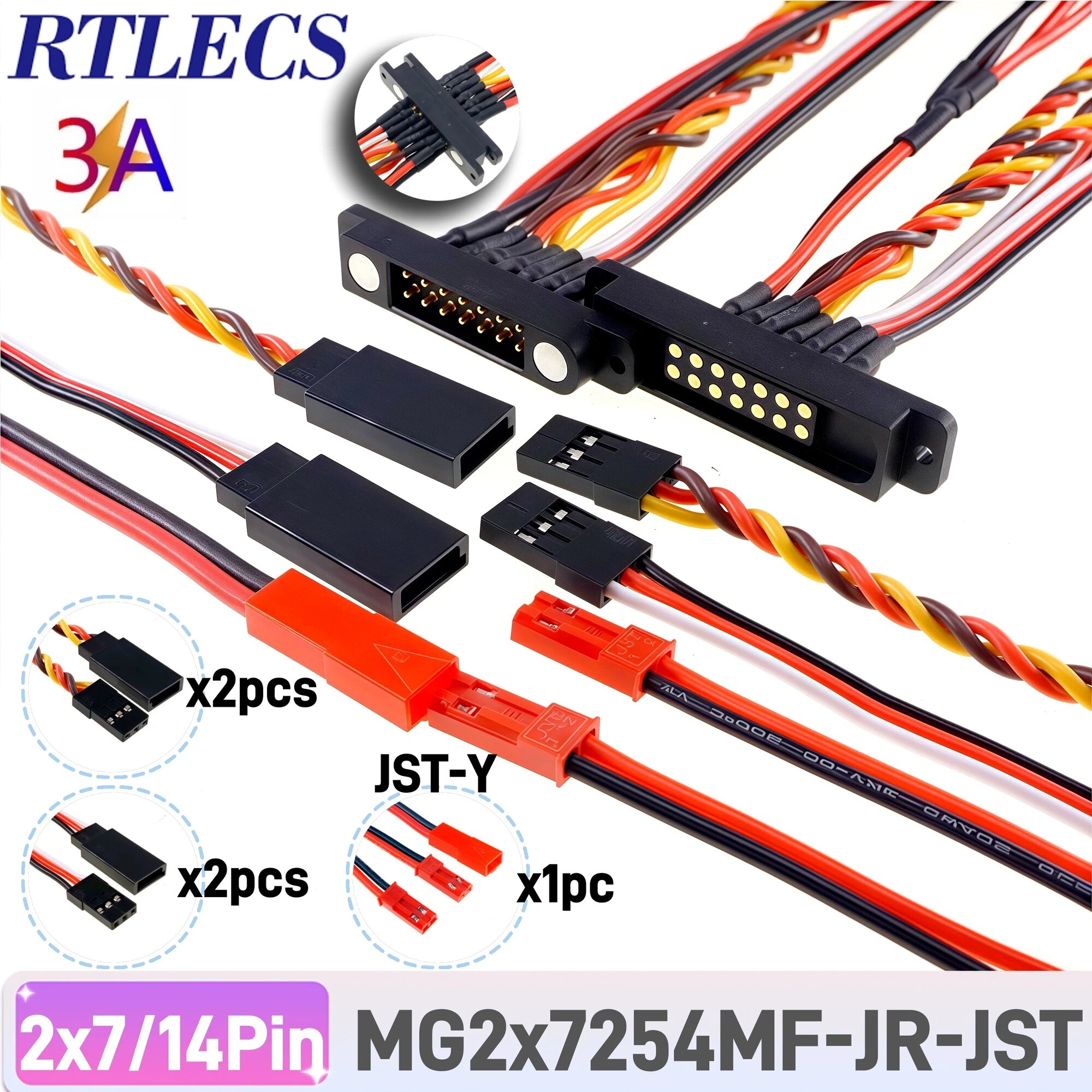 Магнитные сервоудлинители RTLECS MG0x254-JR/JST 60-ядерные 15см 1 Pair, 2x7Pin MF JR JST