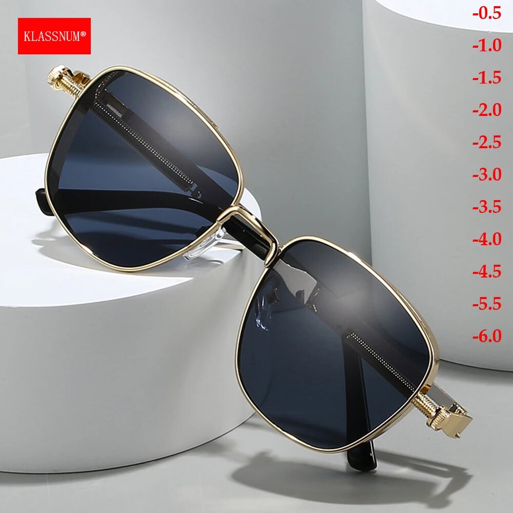 KLASSNUM Steampunk SquareMinus очки Gold balck, -200 — фото 1