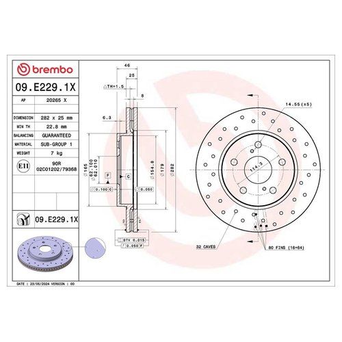 Диск тормозной Brembo 09E2291X