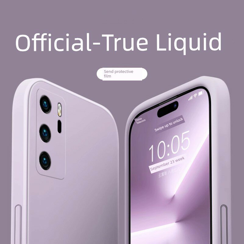 Чехол для Huawei P40 Pro в цвете грейс-пурпл с защитной пленкой - ударопрочный силиконовый легкий чехол