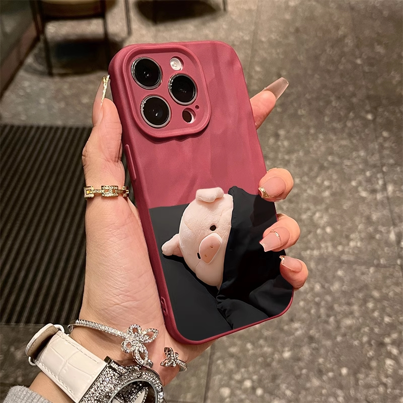 Милый розовый свинка-дизайн мягкий силиконовый чехол для iPhone Air с текстурой