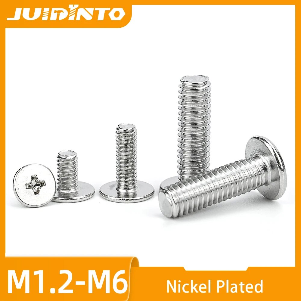 Винты JUIDINTO ультратонкие никелированные M1.2-M6 M2.5(head 7mm)50pcs, 6mm