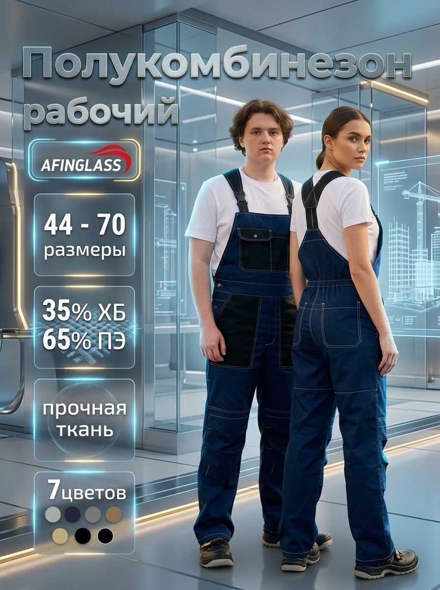 AFINGLASS Полукомбинезон Чикаго цвет синий с широкими лямками