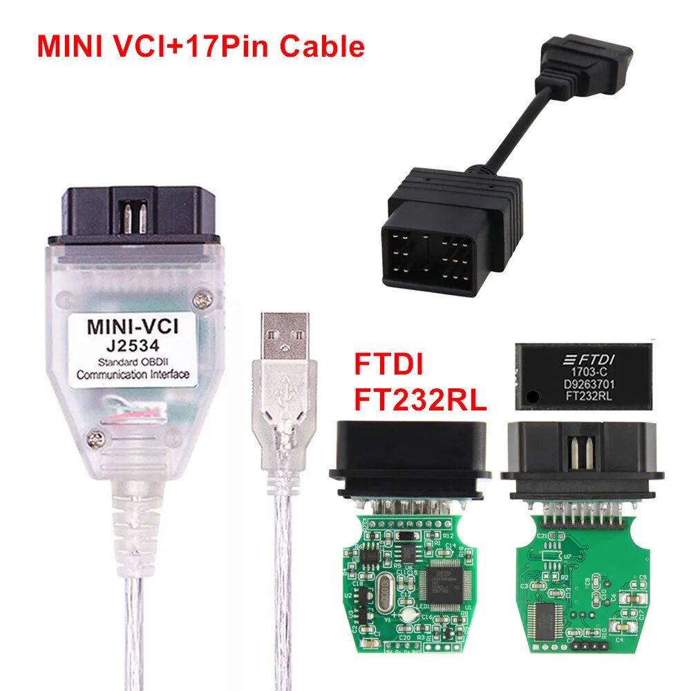 Мини VCI FTDI FT232RL 17Pin OBD для Toyota/Lexus