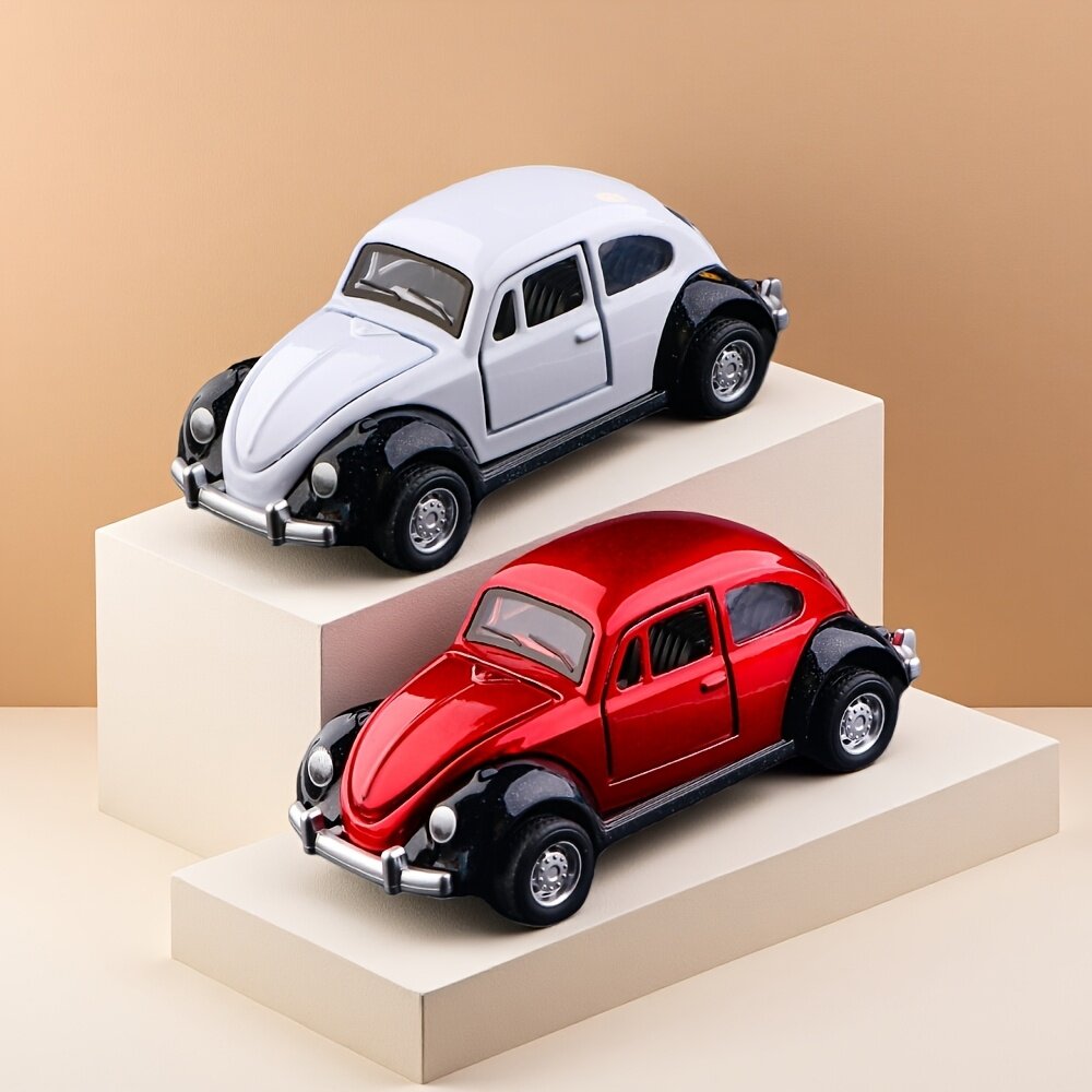 Модель машинки из сплава в масштабе 1:60 с открывающимися дверцами и механизмом на тяге, ретро-дизайн, коллекционная модель для украшения стола и интерьера, 2 шт.