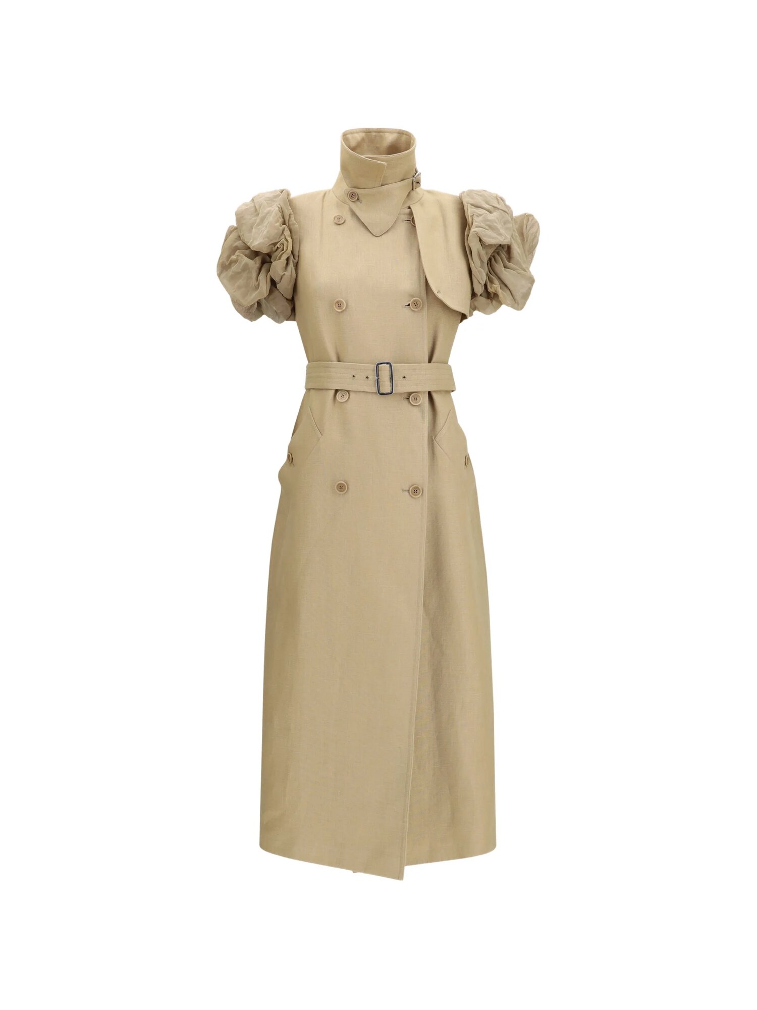 Пальто Puffed-sleeve double-breasted overcoat