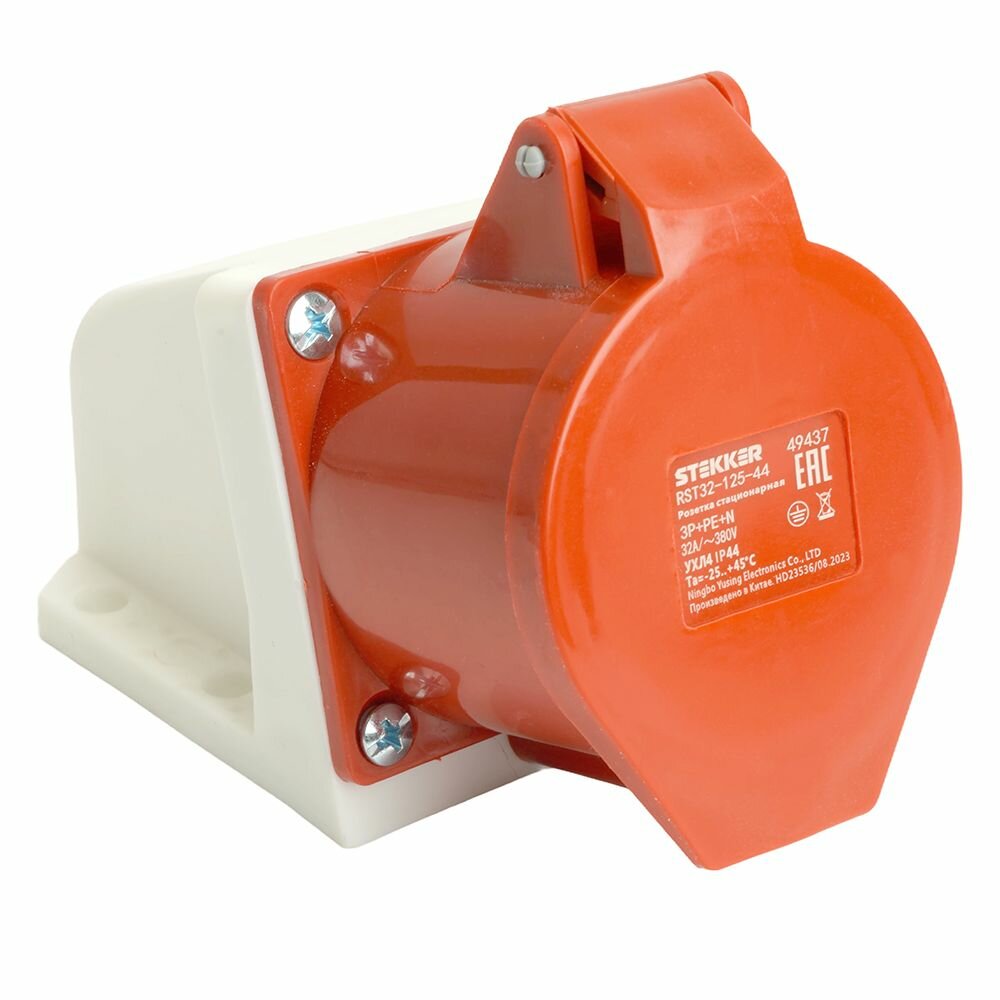 Розетка стационарная 3P+PE+N IP44 32А 380В ST-125 Stekker 49437