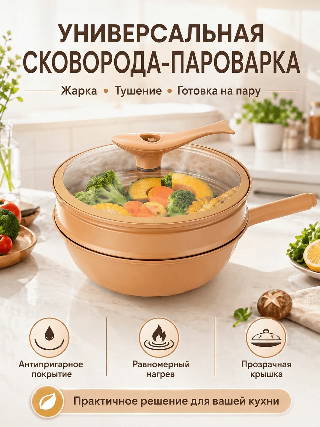 Сковорода 32 см с крышкой 1 шт чугун антипригарное покрытие чугунная посуда кухонная утварь кухонные принадлежности