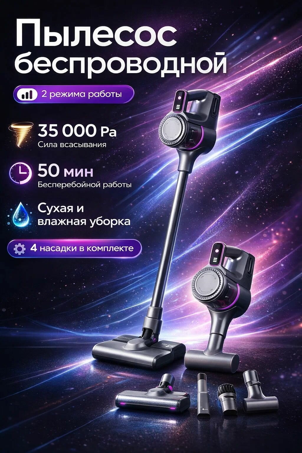 Пылесос вертикальный беспроводной/моющий пылесос вертикальный