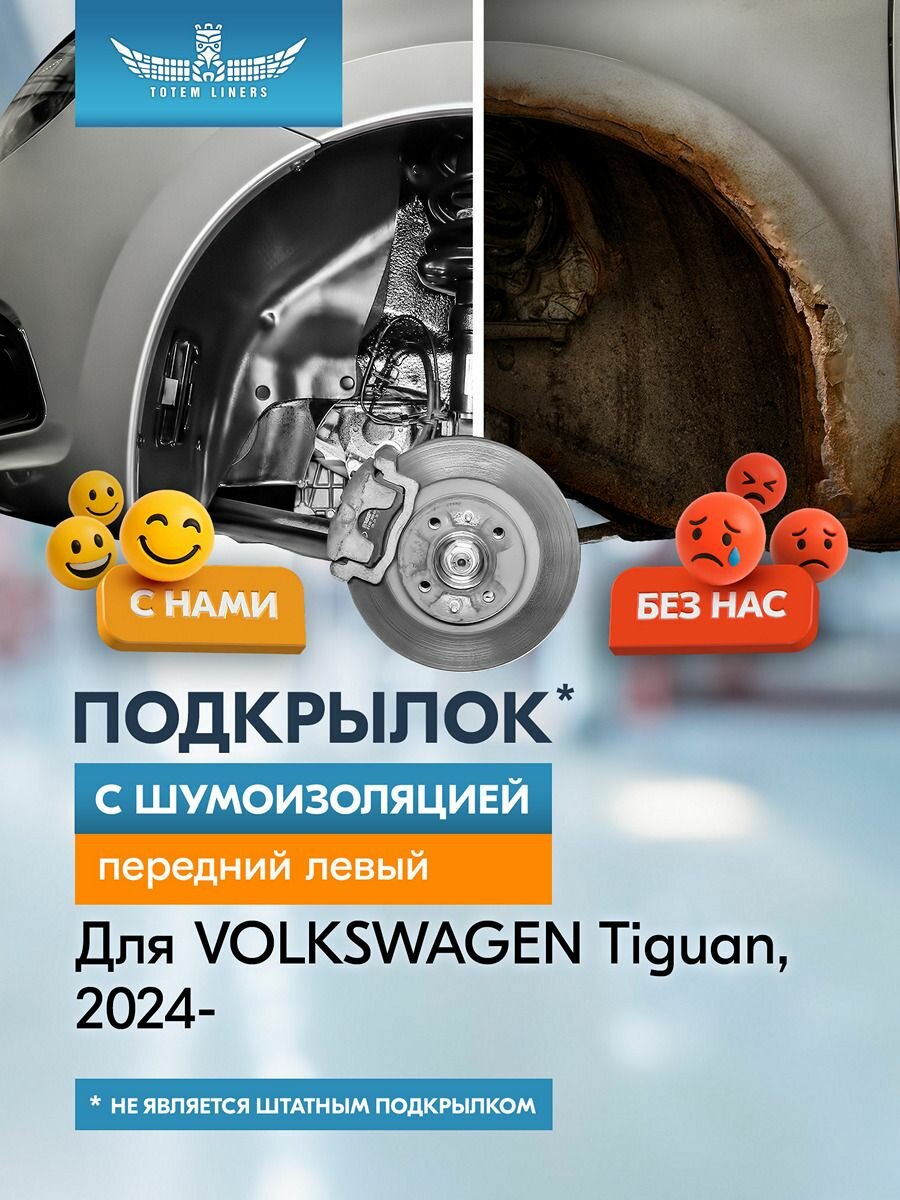 Подкрылок с шумоизоляцией для VOLKSWAGEN Tiguan 2024-н. в. (III (CHINA MARKET)) передний левый (Фольксваген Тигуан) Внедорожник 5 дв. 4WD - TOTEM.S