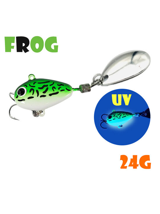 Блесна Тейл-Спиннер для рыбалки Uf-Studio Hurricane 24g #Gria Frog