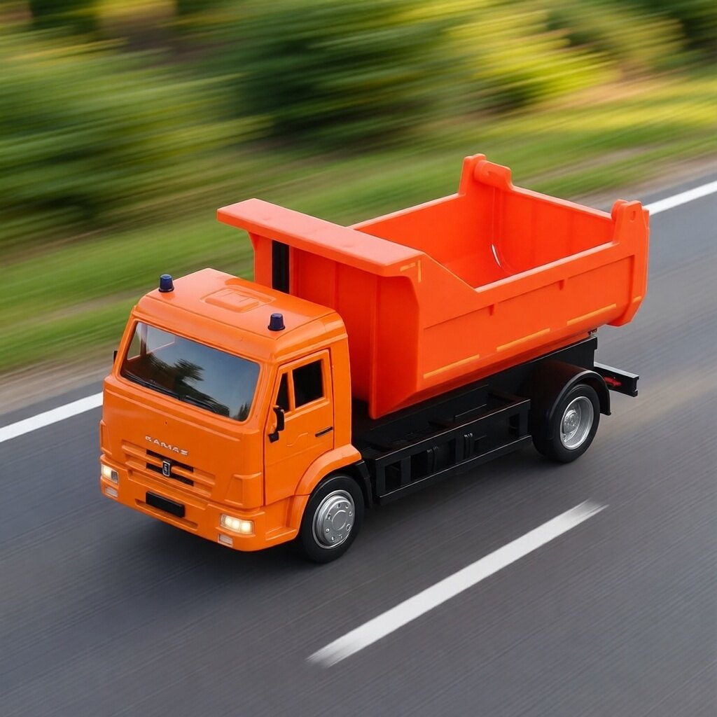 Машина металл KAMAZ самосвал длина 14 см, инерционная, оранжевая