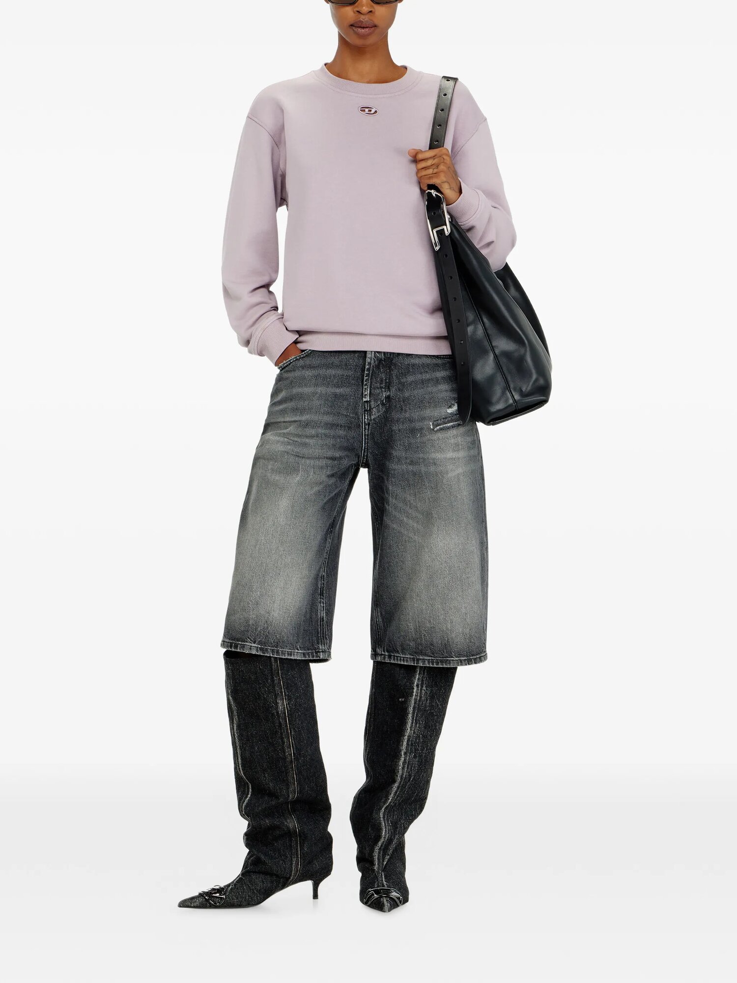 Толстовка DIESEL Oval-D embroidered sweatshirt, размер XS, , фиолетовый — фото 1