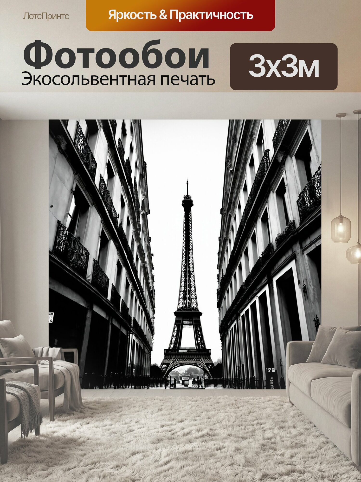 Фотообои "Уникальные архитектурные элементы на зданиях парижа, акцент на текстуре и деталях, черно-белая фотография, создание драматической атмосферы." 300x300 см. экосольвентная печать
