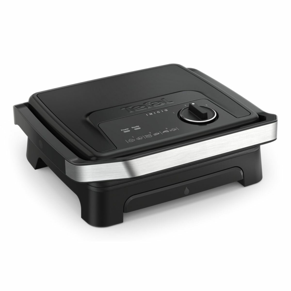Электрогриль Tefal Inicio GC2728E0, антипригарное покрытие, серебристый/чёрный