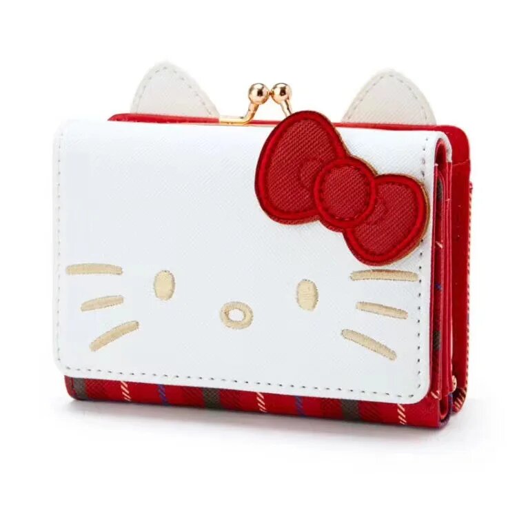 MINISO Новый милый кошелек Sanrio Hello Kitty с мультяшным рисунком, новый женский кошелек, розовый, в японском стиле, с сердечком, нефритовой собачкой, коротким замком, держателем для карт,