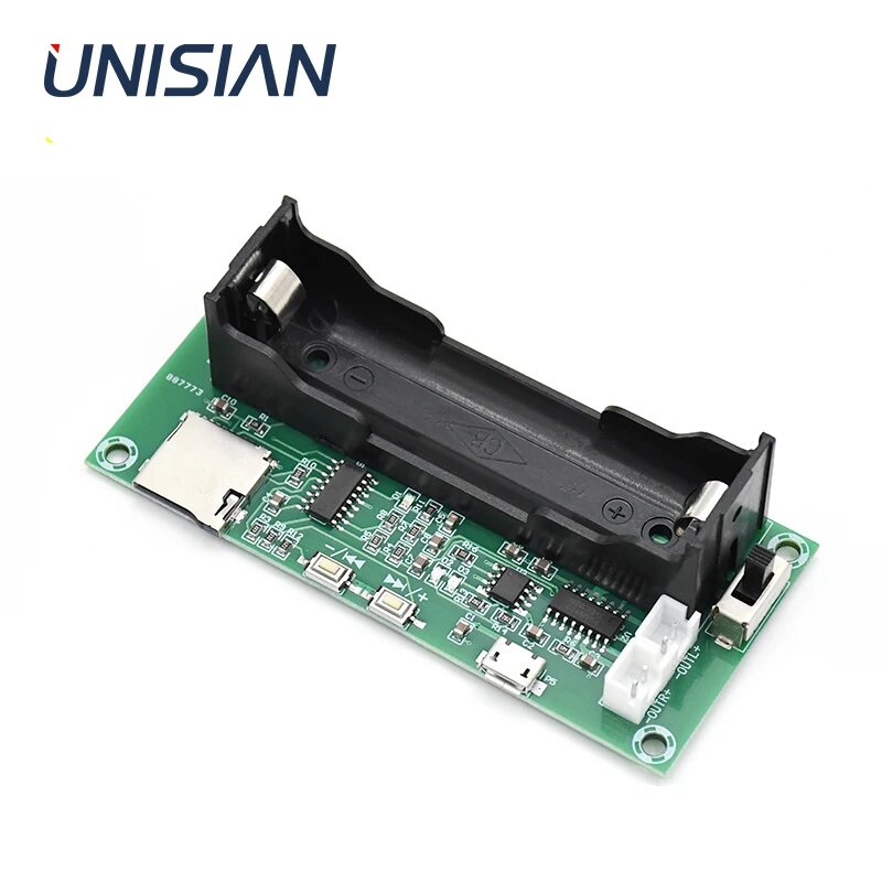 UNISIAN PAM8403 2,0 мини-плата усилителя мощности звука 2X3 Вт двухканальная поддержка входа сигнала TF-карты 18650 аккумулятор постоянного тока 5 В 1 А