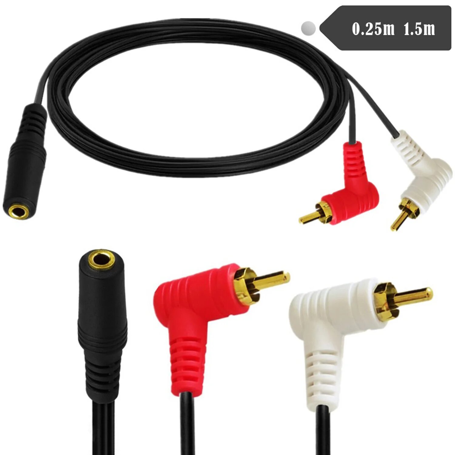 Аудиокабель 3,5 мм на 2 RCA, 25cm UpperFu