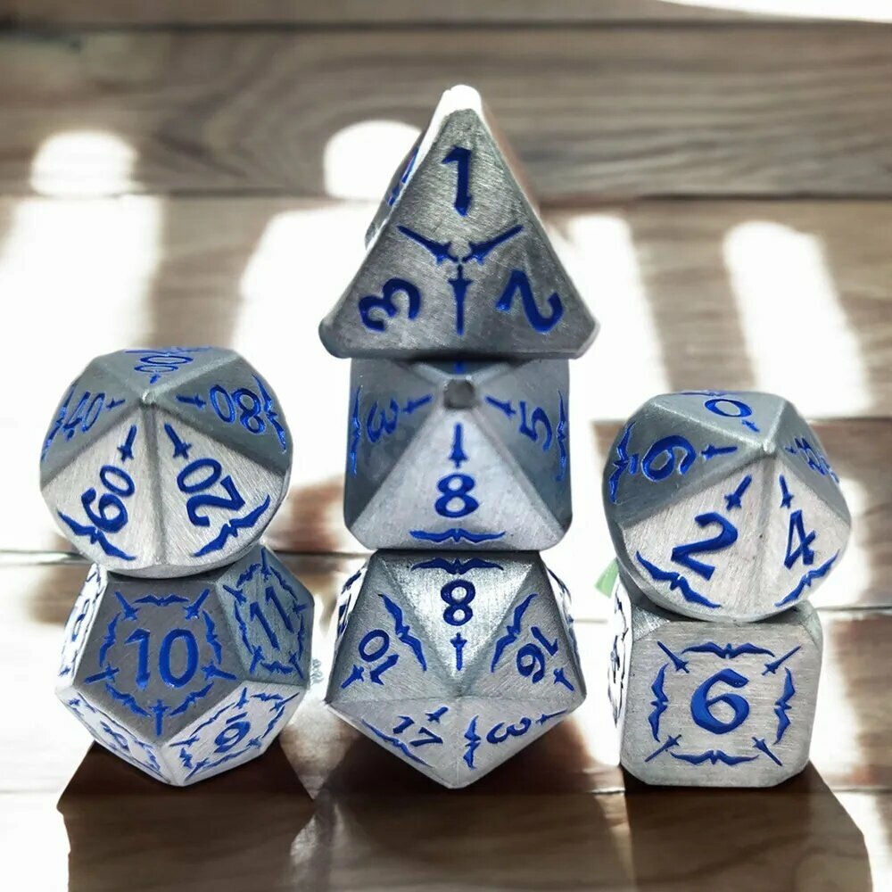 Кости игральные Кубики металлические, дайсы для DnD D&D днд 7шт RPG