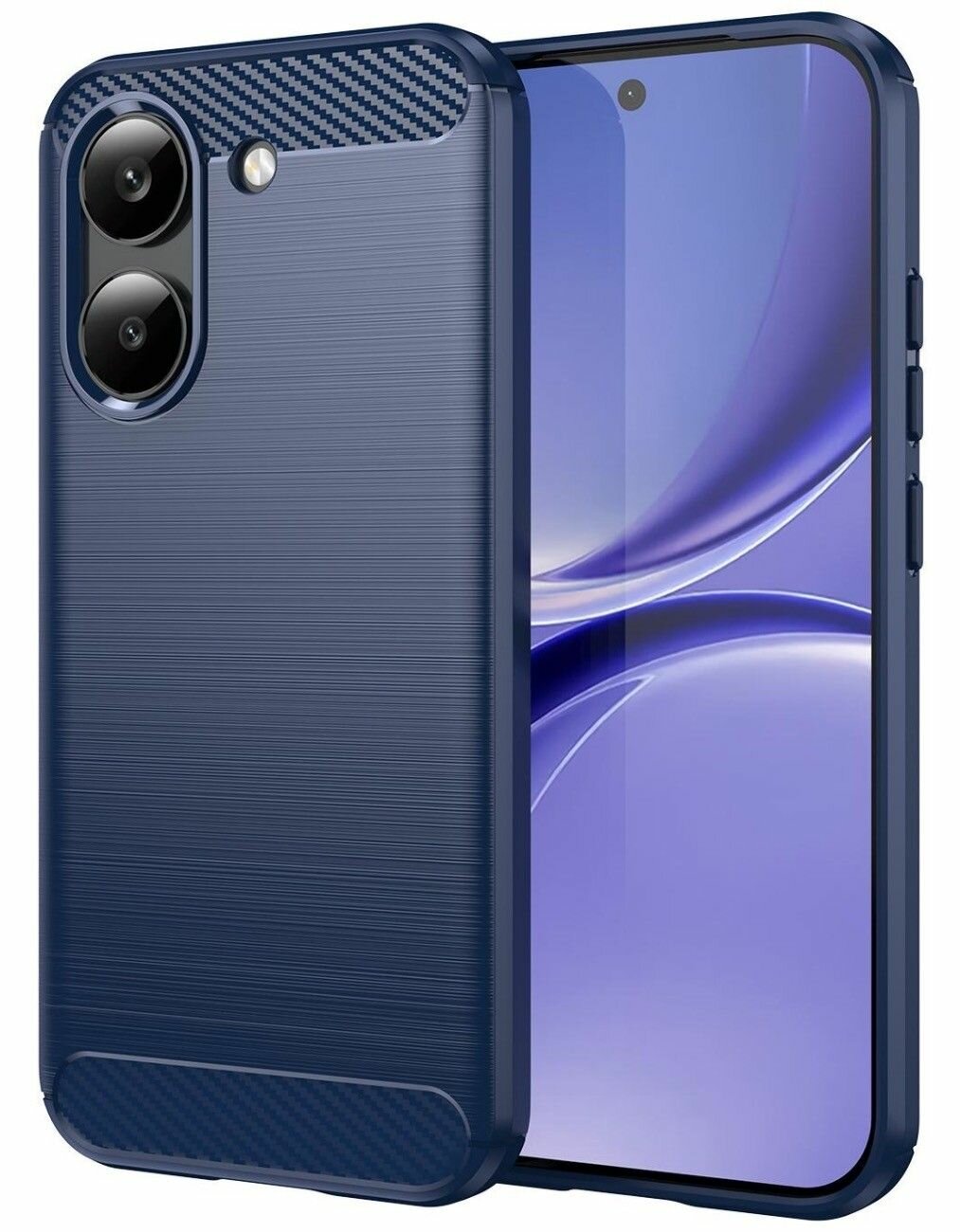 Чехол на Poco X8 Pro силиконовый карбон сталь синий противоударный