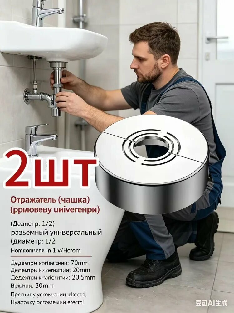 Отражатель для труб, разъемная декоративная накладка-высокая хромированная чашка, для смесителя и радиатора