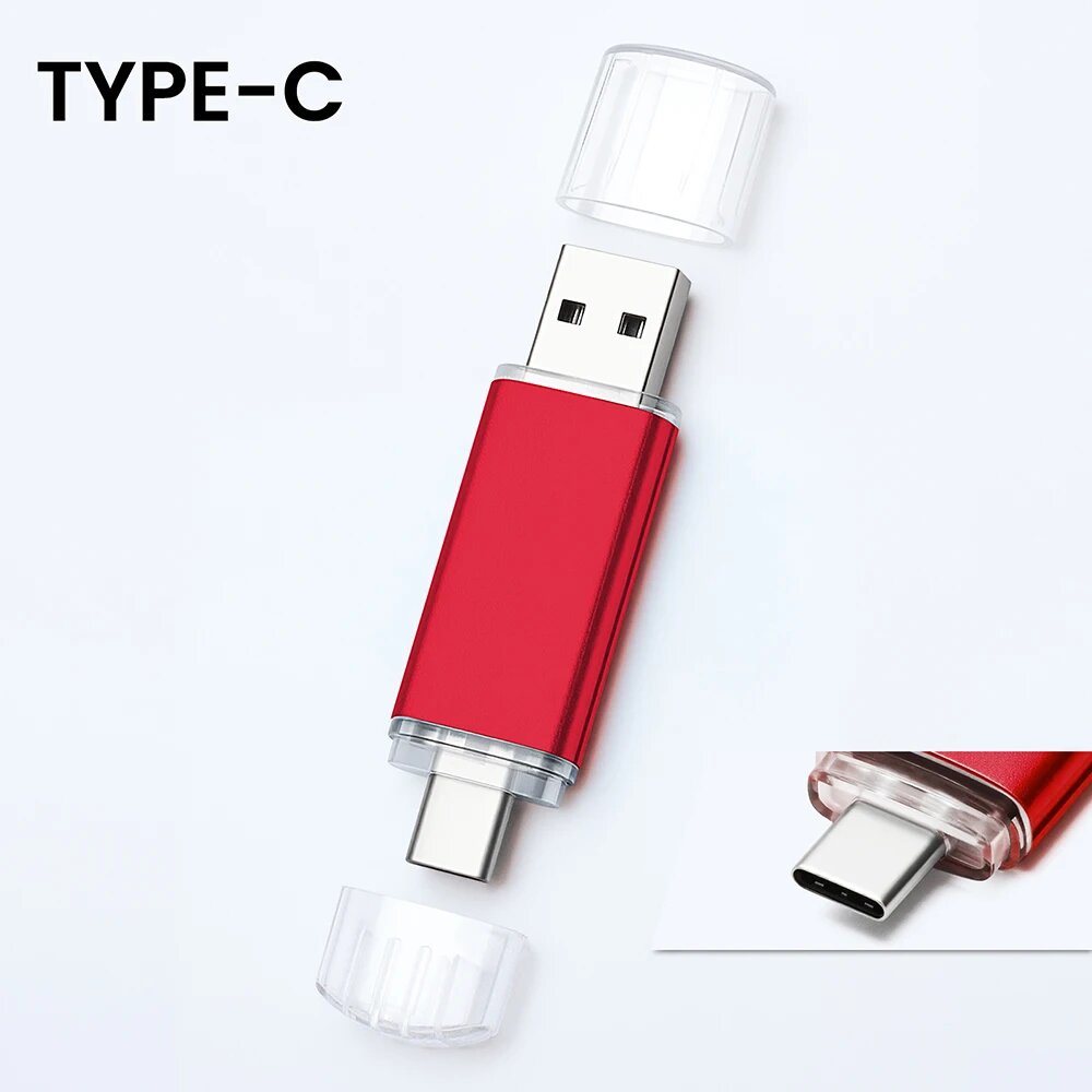 JASTER USB флешка 2-в-1 серебристая 4/8/32/64/128 ГБ 16 GB, Red