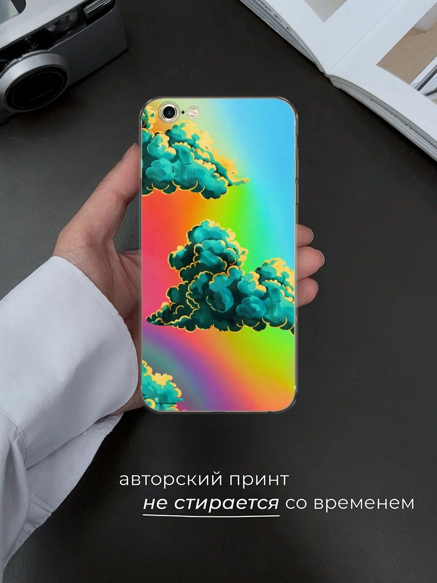 Чехол на Apple iPhone 6 Plus/6S Plus / Айфон 6 Плюс/Айфон 6С Плюс с принтом Звезды с облаками, прозрачный — фото 1