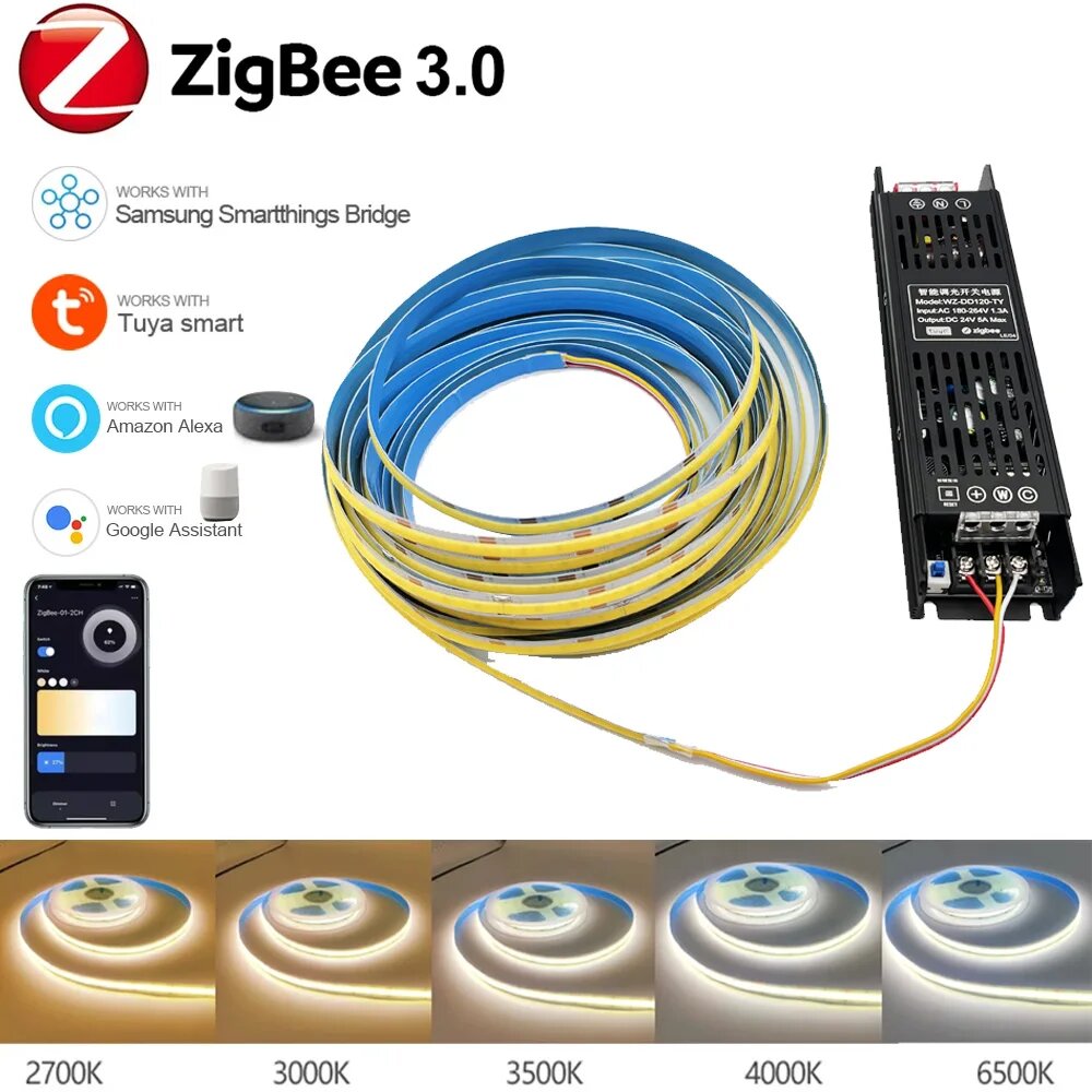 Светодиодная лента YSRSAI Zigbee 3.0 CCT 5м/10м 5M One Roll Kit