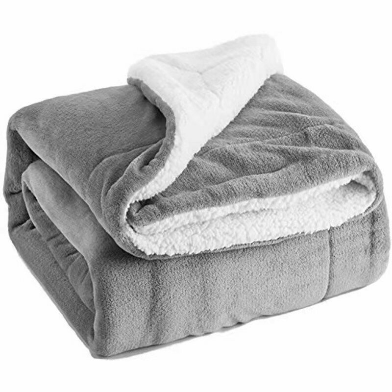 Eco friendly polyester coral fleece blanket with plush surface for home and gift, grey 200x230cm