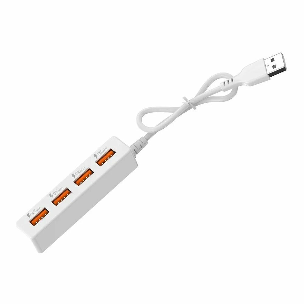 (1 шт.) Четырехпортовый USB-конвертер, концентратор-разветвитель для зарядки, только один порт поддерживает передачу данных-30 см