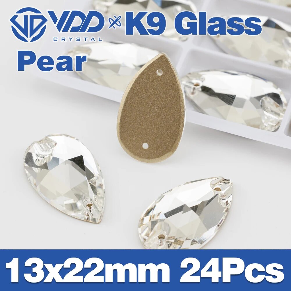 Стразы VDD Pear K9 Glass 13x22mm 24шт