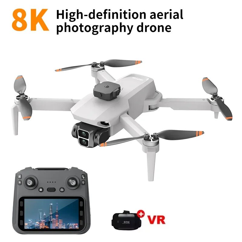 Дрон L106 8K HD с двумя камерами 5G WIFI FPV с бесщеточным мотором, системой обхода препятствий, дистанционным контролем с экраном, четырехосный дрон, игрушки, подарки