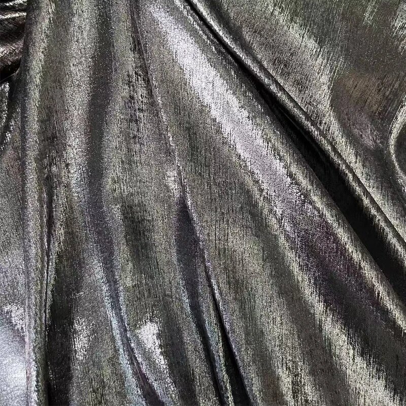 Бархатная блестящая ткань для шитья 2 ярда 6 black silver