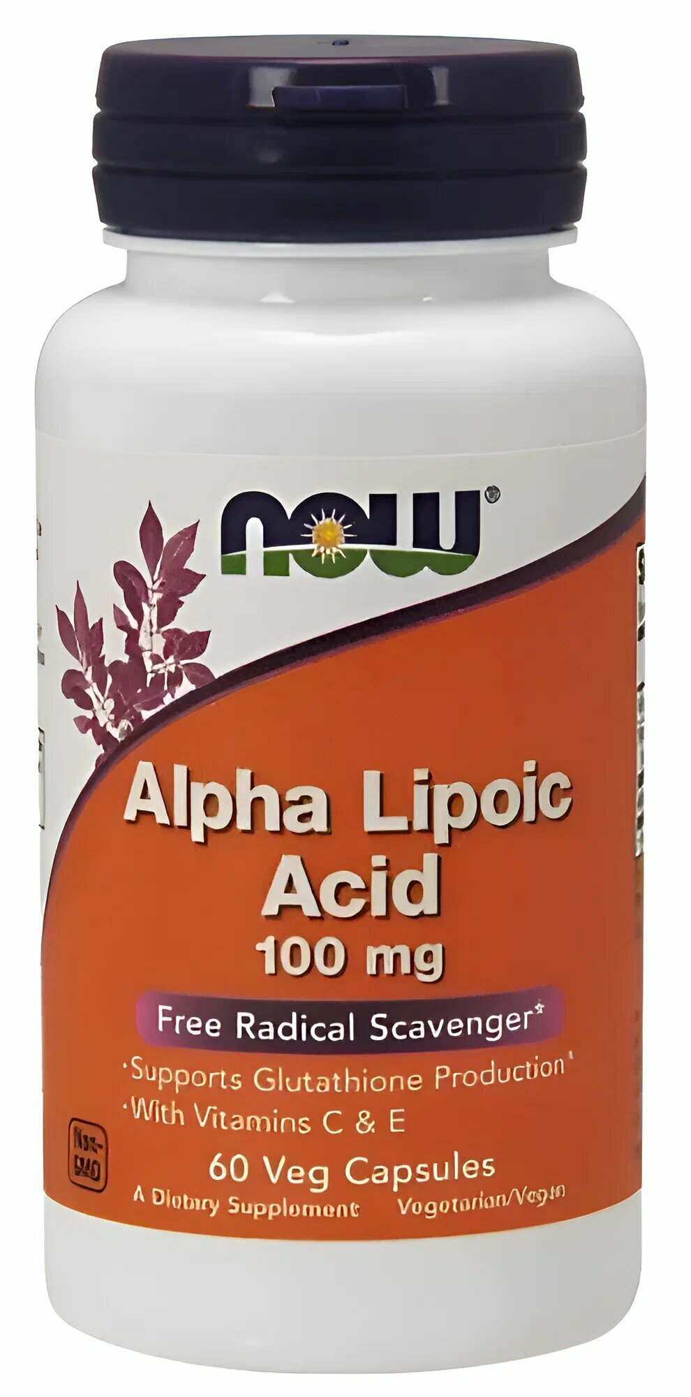 NOW Альфа-Липоевая Кислота 100 мг Alpha Lipoic Acid 60 капсул (598,45 мг)