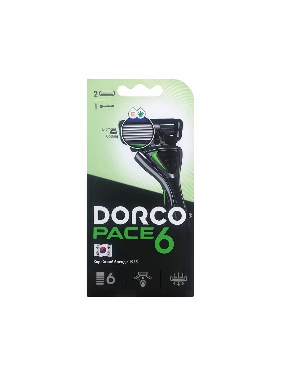 DORCO Cтанок для бритья Dorco Pace 6, 2 сменные кассеты