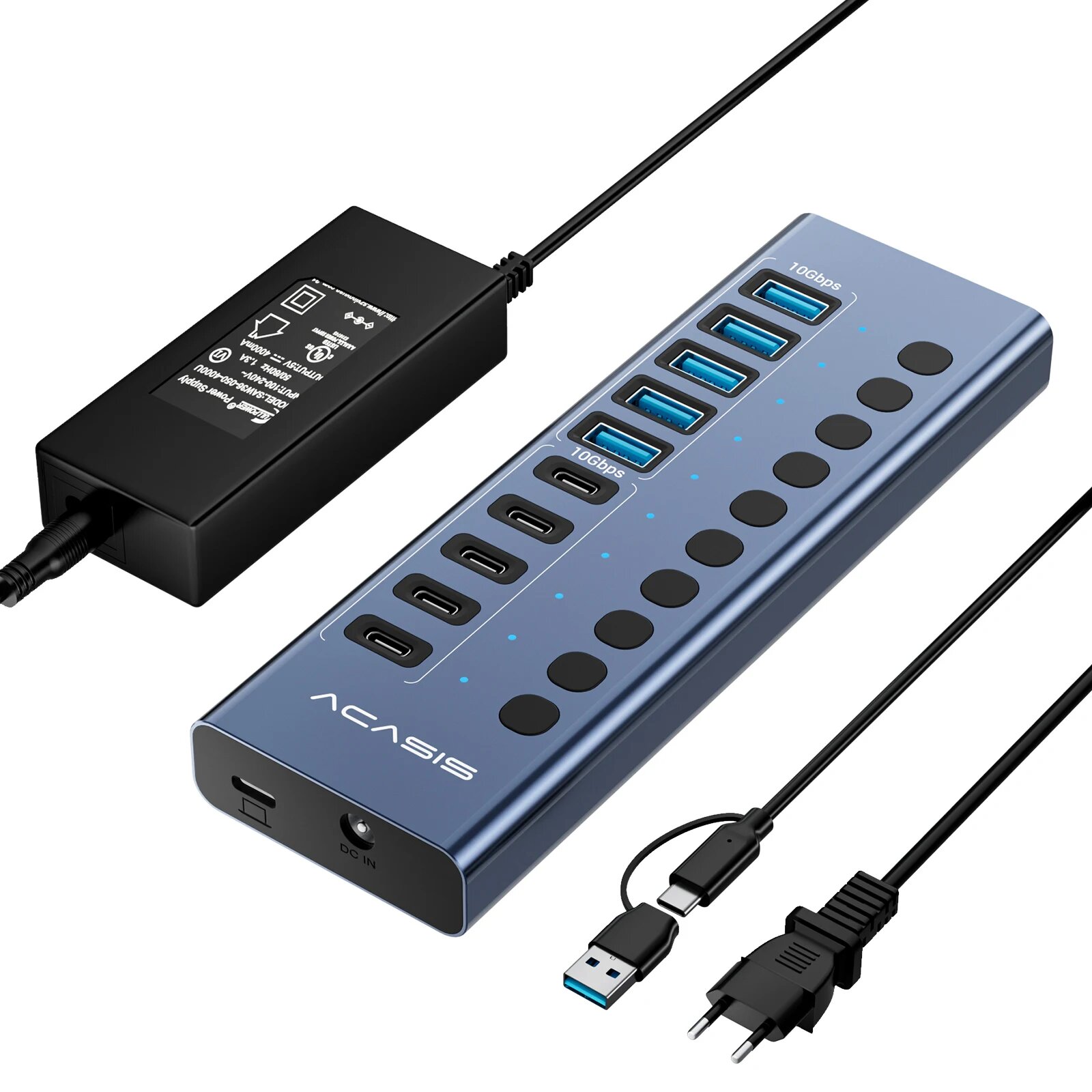 USB-хаб Acasis 16 портов, 5A 5C EU Plug