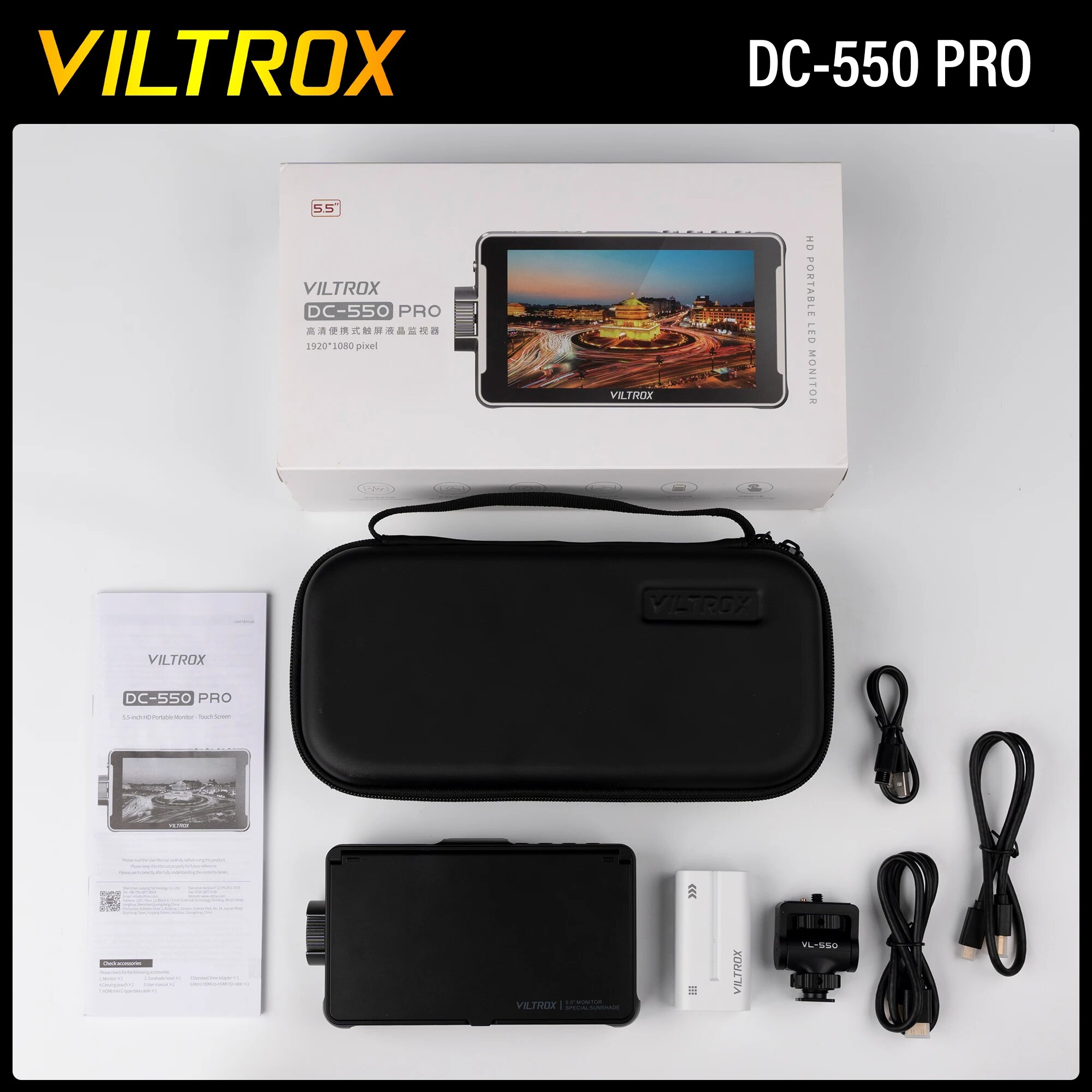 VILTROX DC-550 Pro монитор для камеры 5.5 дюйма профессиональный 4K 30Гц сенсорный экран полевой 3D LUT монитор для студии директора 1920x1080