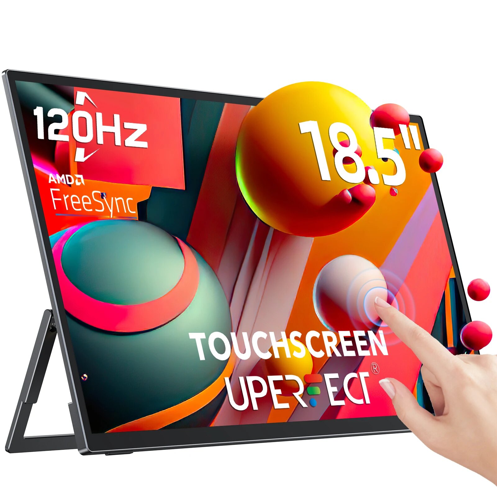 Ноутбук UPERFECT Портативный монитор с сенсорным экраном 18,5 дюйма 120 герц с вESA и 180° регулируемой подставкой для ноутбука ПК Mac Switch PS5 iPhone HUAWEI