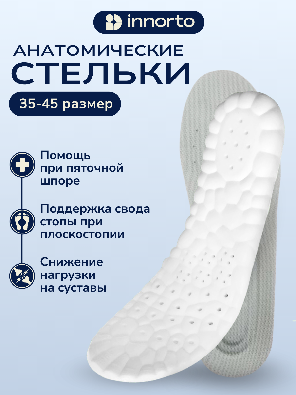 Спортивные и повседневные гибкие стельки (40-45)