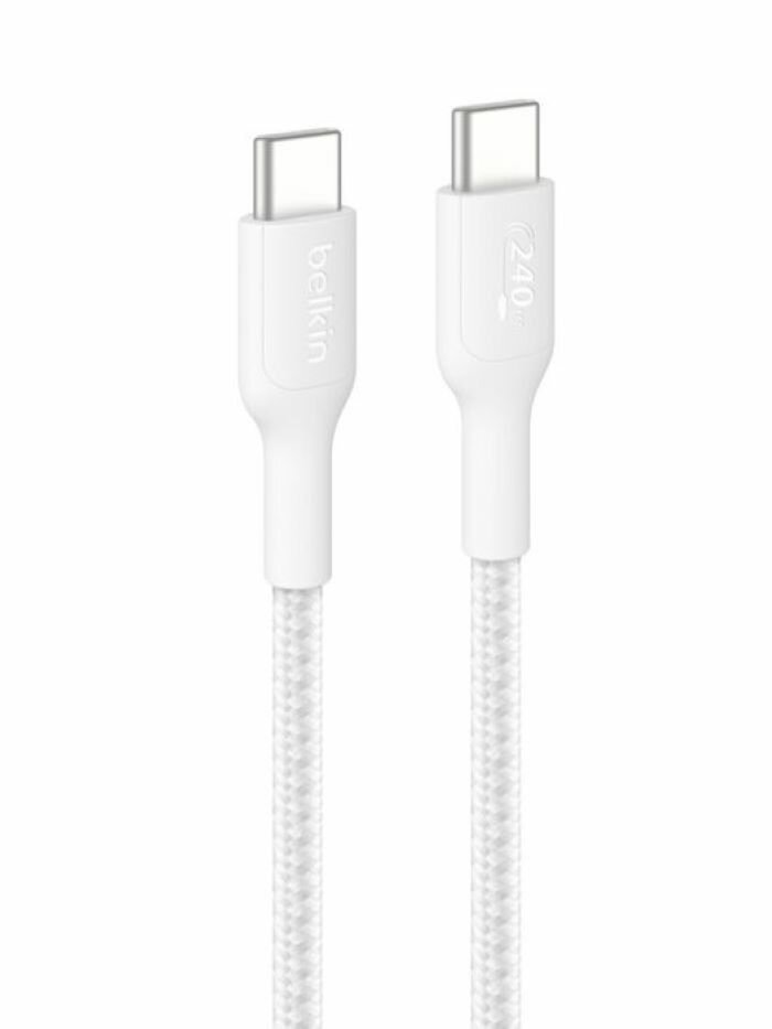 Кабель Belkin Boost Charge Pro 240W USB-C to USB-C Braided PCR Cable. Длина: 1м. Цвет: белый
