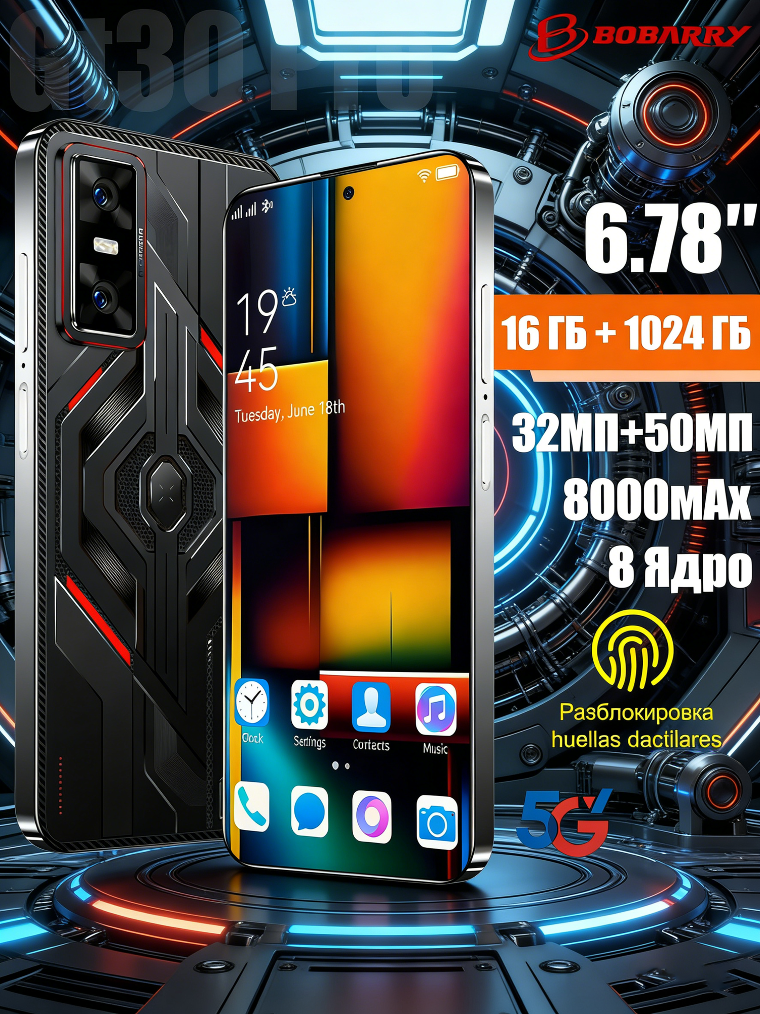 Смартфон, GT10 PRO,3 камеры, AMOLED-экран 3168x1440, 108Мп, 16ГБ, 1ТБ,5G