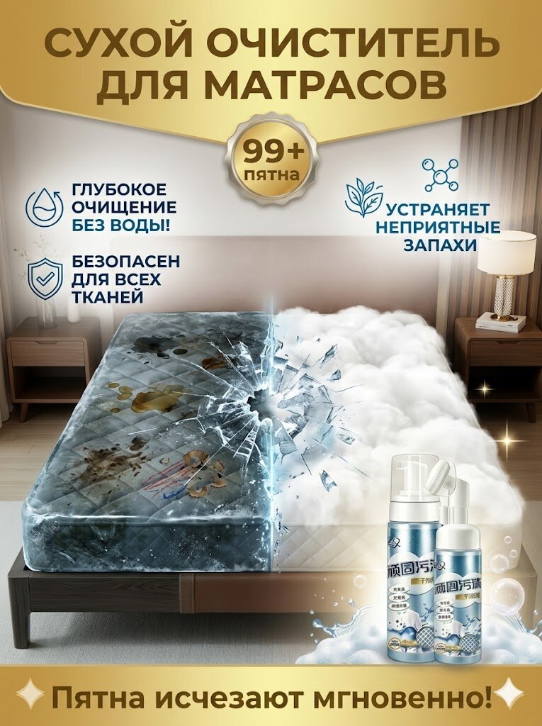 Очиститель URGENT для матрасов - спрей от пятен и грязи 200 мл | Быстрая очистка за 2 минуты