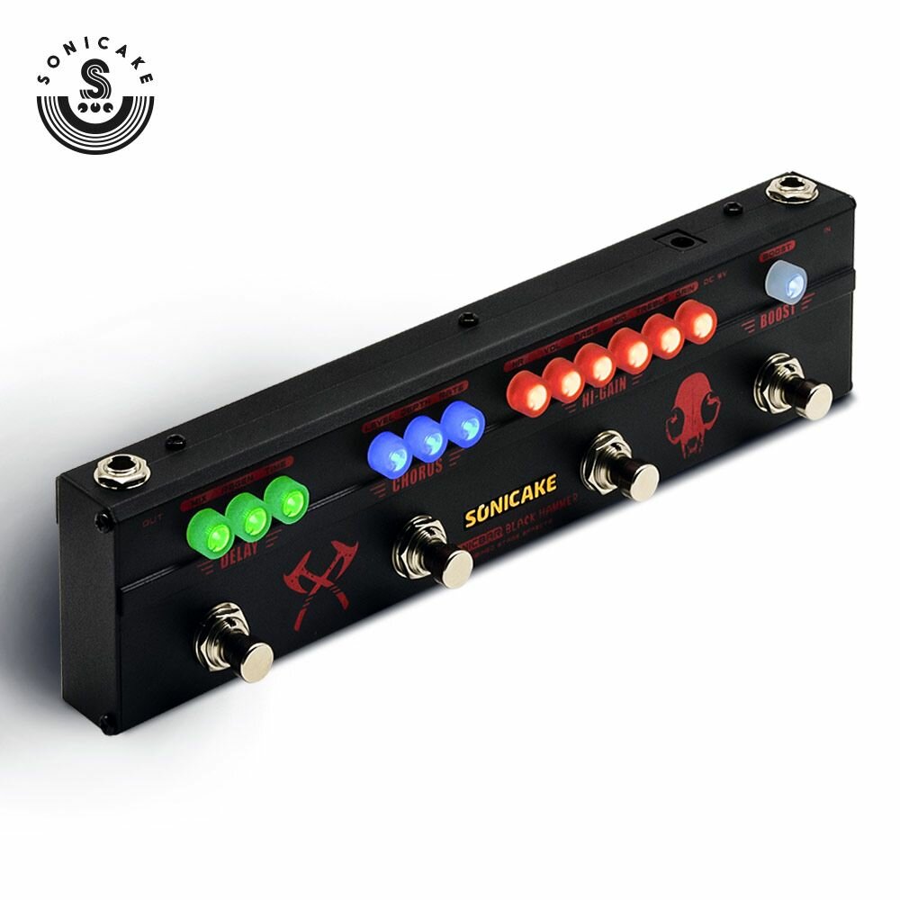 SONICAKE Мультиэффекты Хэви-метал HiGain Distortion Boost Chorus Delay Гитарная педаль Black Hammer