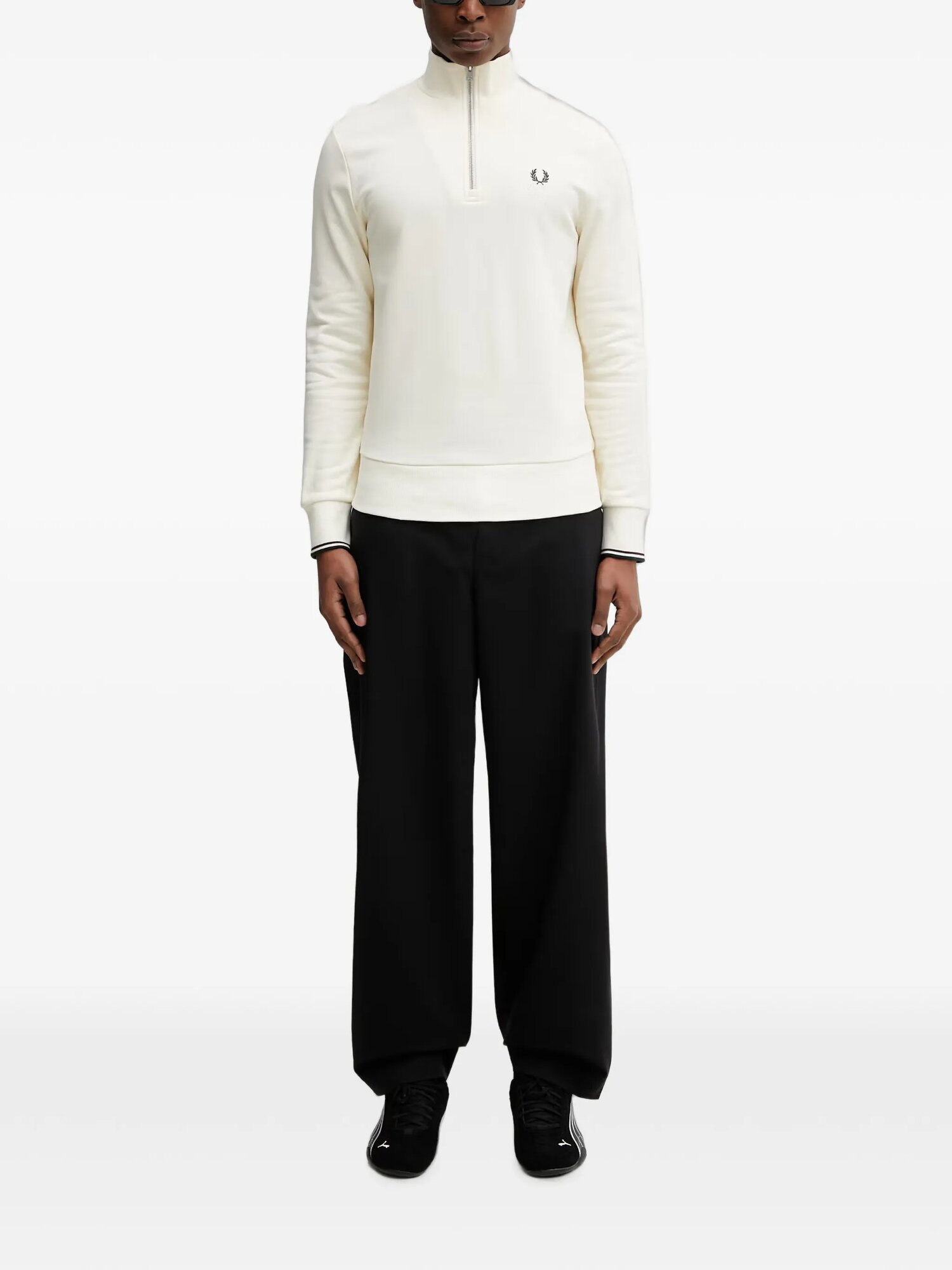 Свитер FRED PERRY Half-zip embroidered-logo sweater, размер 48 — фото 1