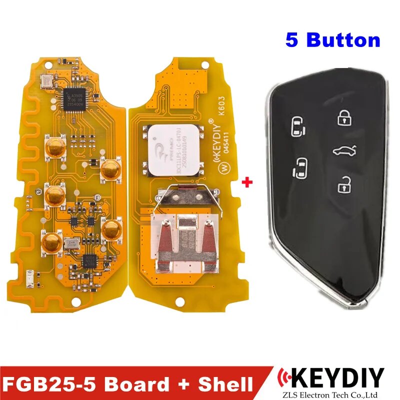 Плата KEYDIY FGB25-5 для генерации пультов ДУ V. W/BMW BDC2 BDC3 5C 5D с корпусом ключа на 3/5 кнопок