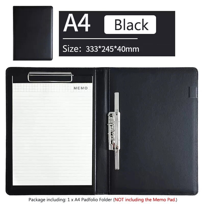 Кожаная папка-органайзер A4 Черный, Black No Memo Pad