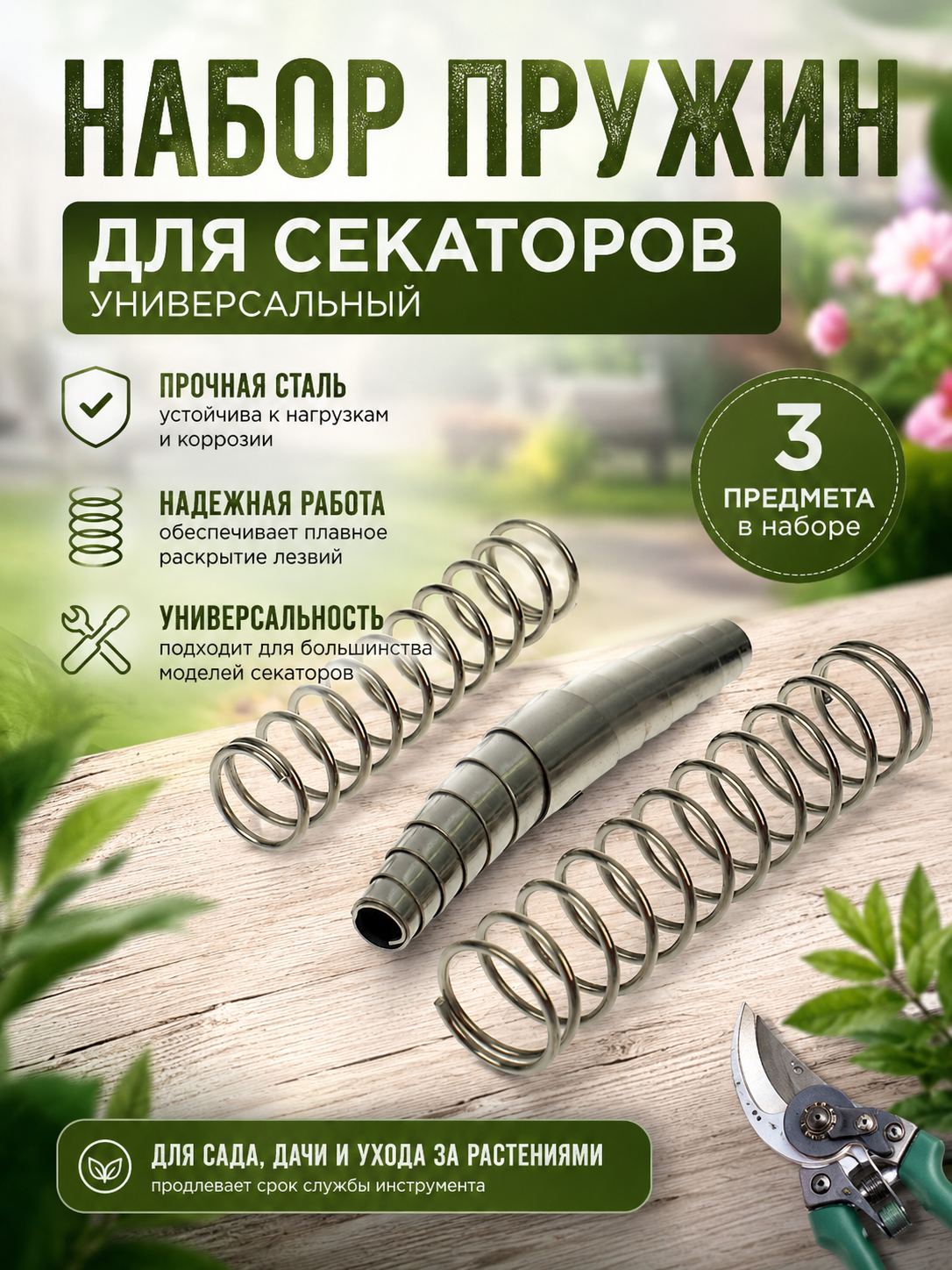Набор пружин для секаторов, универсальный (3 пружины) ДоброСад