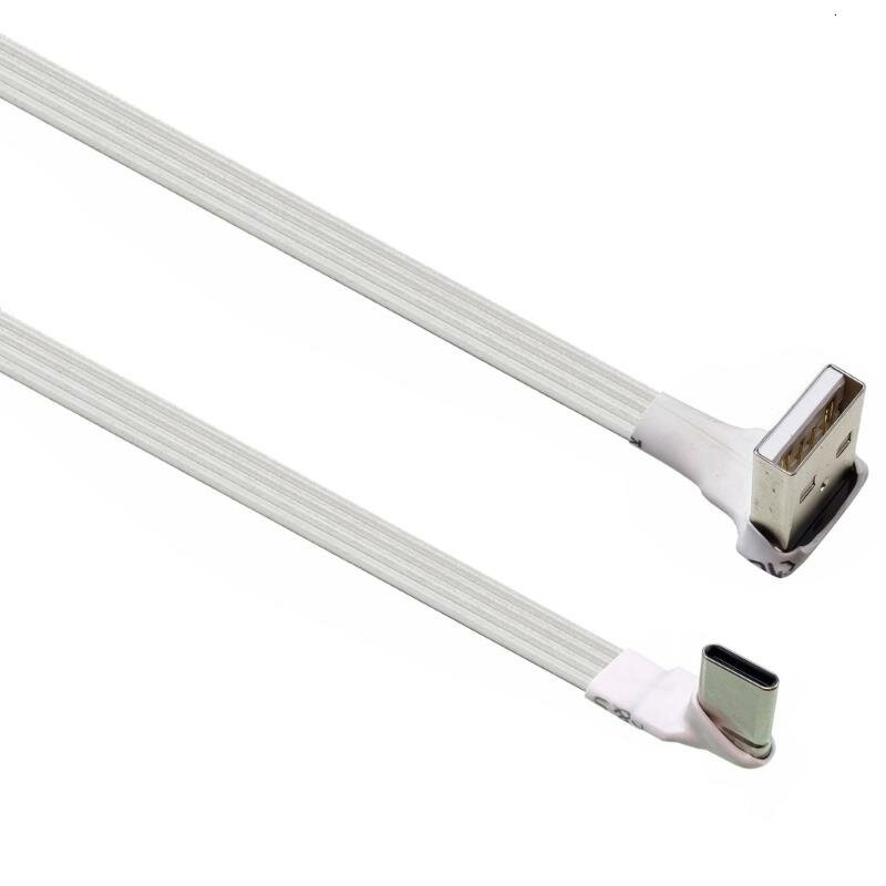 Плоский зарядный кабель USB 2.0 - Type C, белый, 3m - амдо цмзв